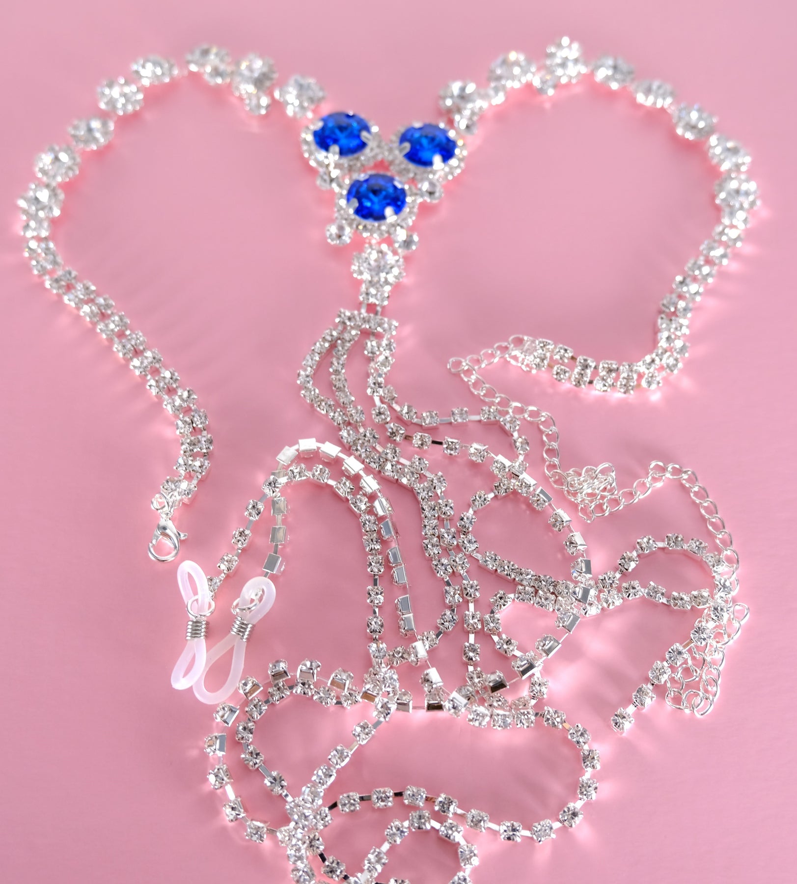 Handmade Gold Silver Blue Stone Chain Necklace Sexy Lingerie Nipple ...